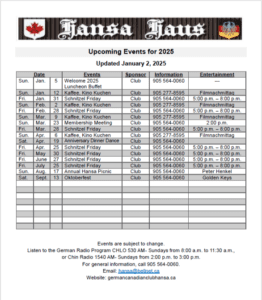 Home - Cultural Fusion Events - German Canadian Club Hansa