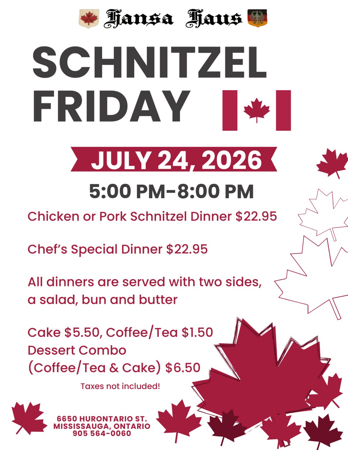 Upcoming Events - German Canadian Club Hansa - Event Planning